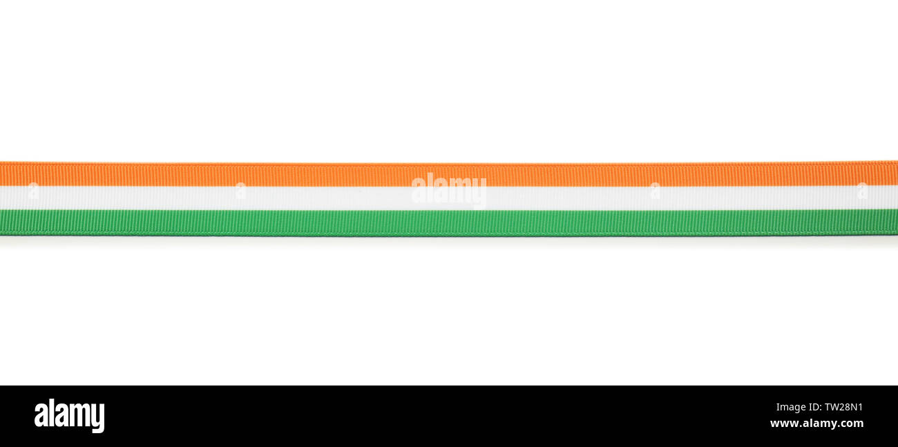 Ribbon in colors of Indian flag isolated on white Stock Photo - Alamy