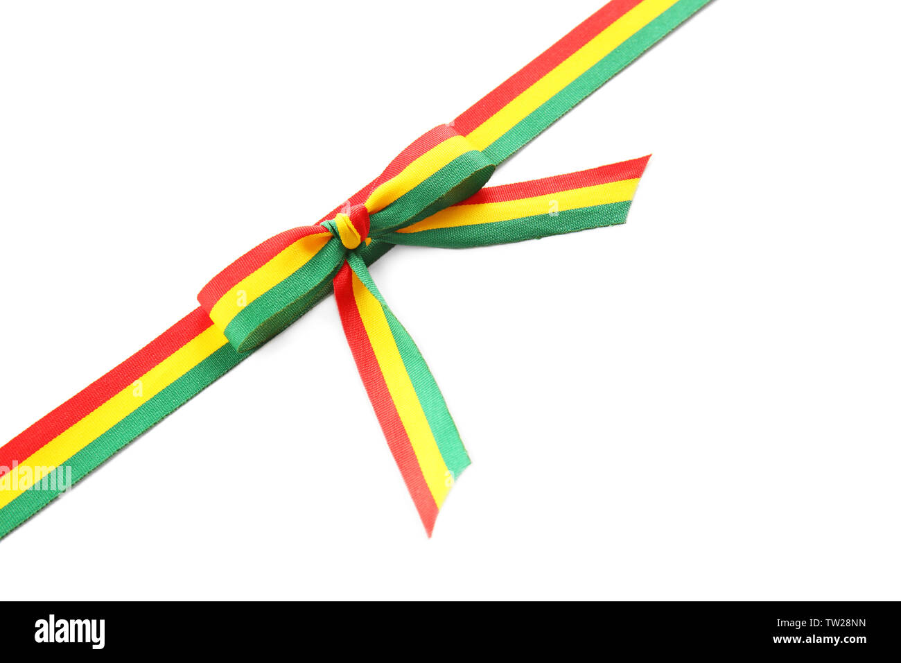 Ribbon bow in colors of Bolivian flag on white background Stock Photo ...