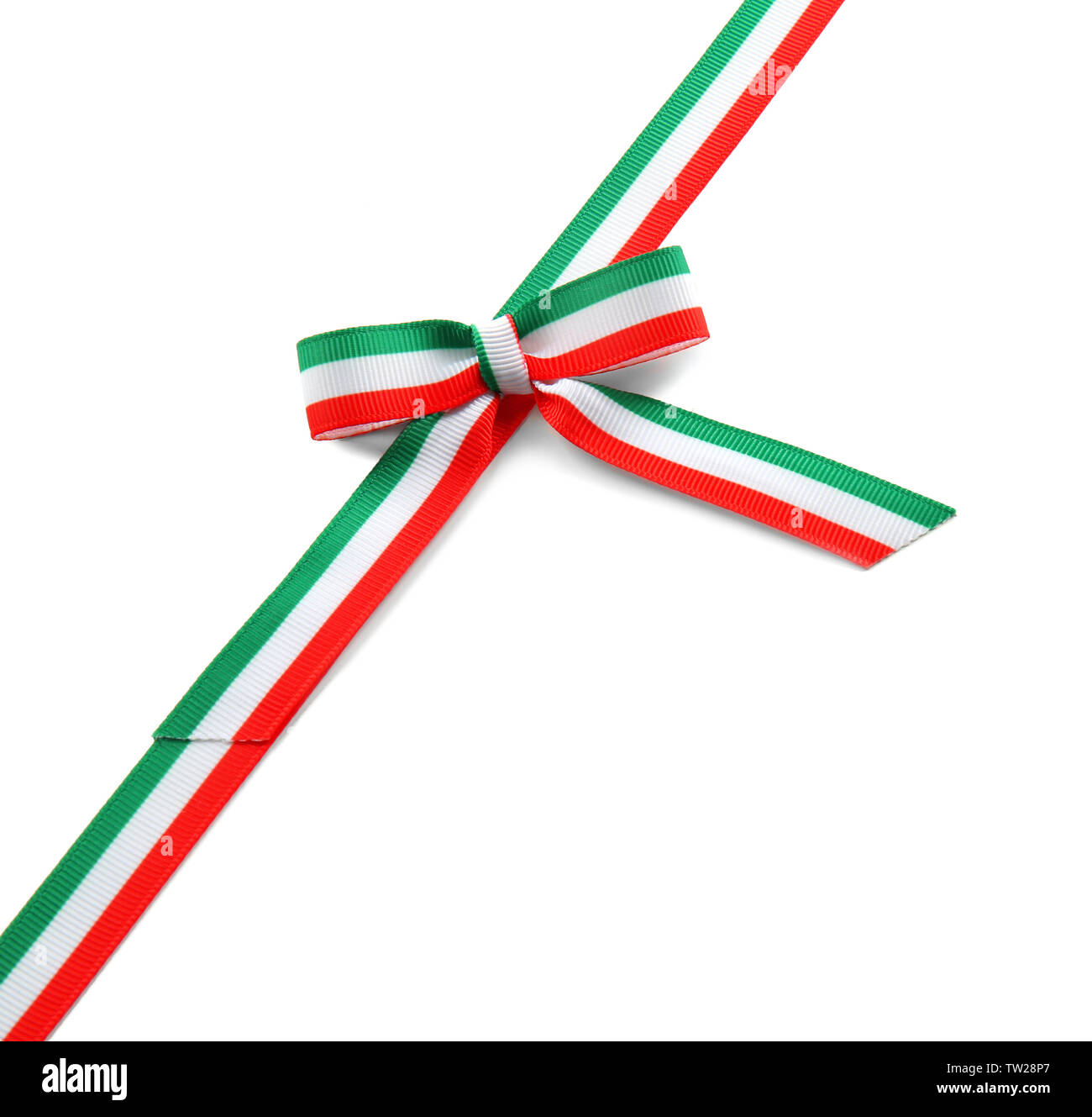 Ribbon bow in colors of Italian flag on white background Stock Photo ...