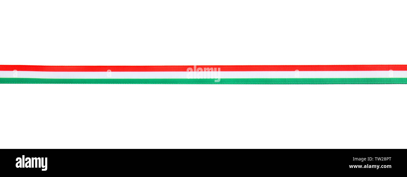 Ribbon in colors of Hungarian flag isolated on white Stock Photo - Alamy