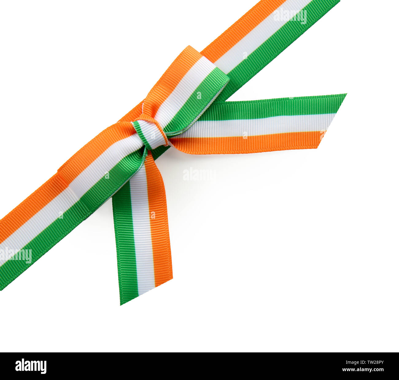 Ribbon bow in colors of Indian flag on white background Stock Photo - Alamy