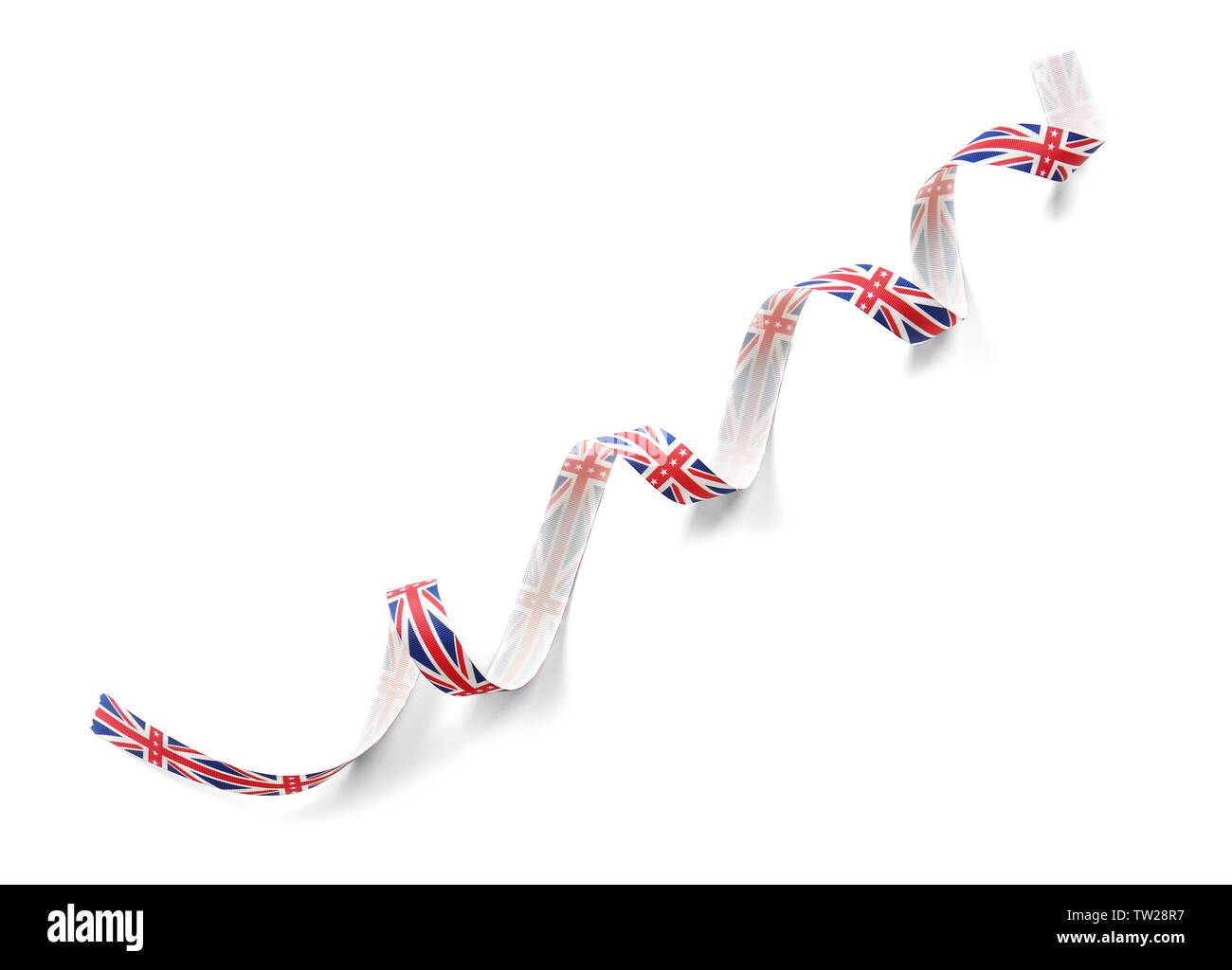 Color ribbon with British flag pattern on white background Stock Photo ...