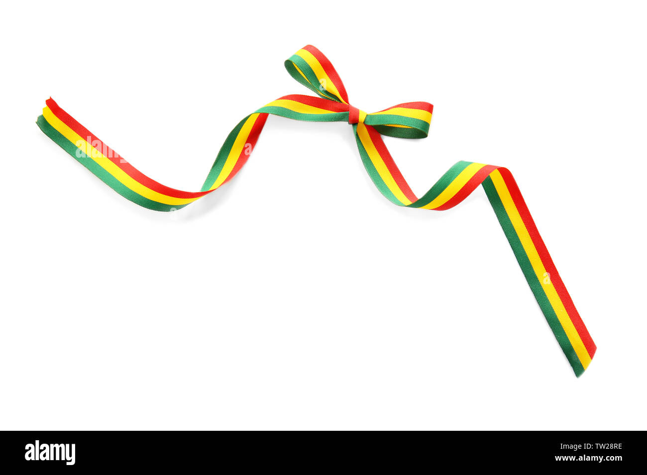 Ribbon bow in colors of Bolivian flag on white background Stock Photo ...
