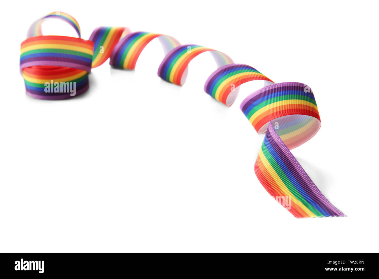 Rainbow ribbon on white background Stock Photo - Alamy