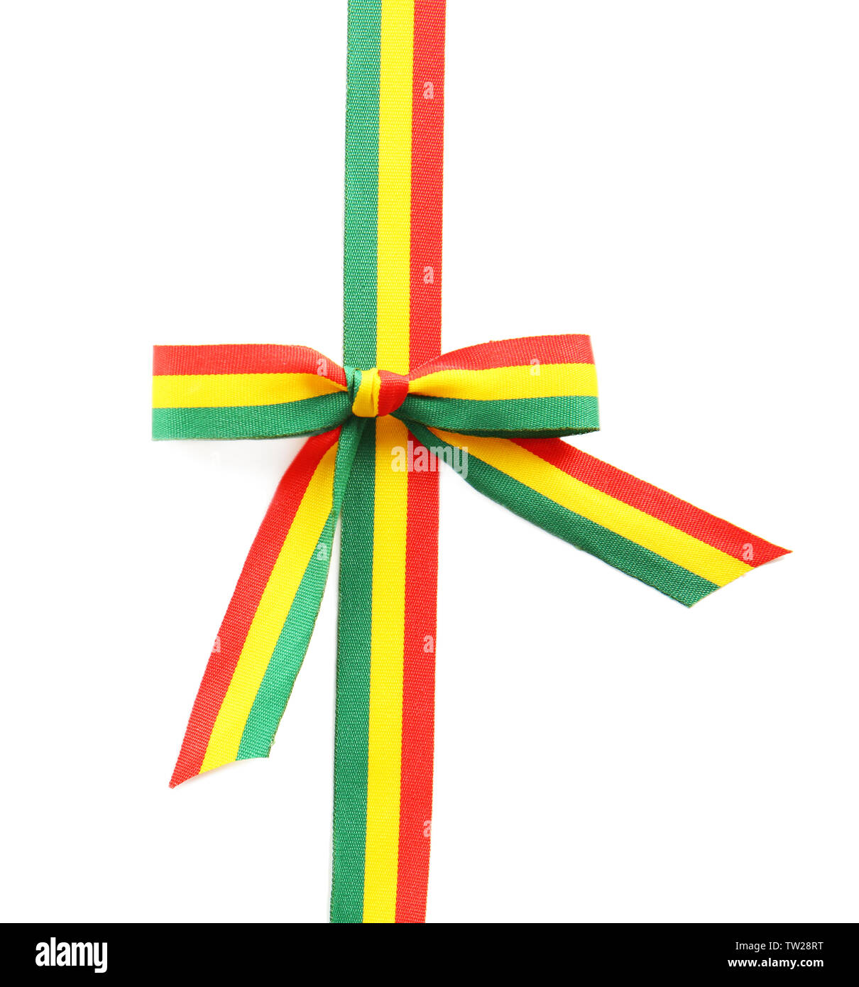 Ribbon bow in colors of Bolivian flag on white background Stock Photo ...