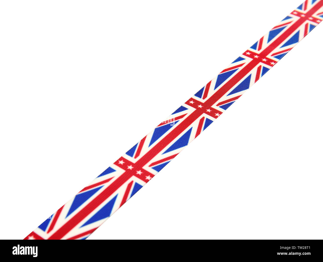 Color ribbon with British flag pattern isolated on white Stock Photo ...