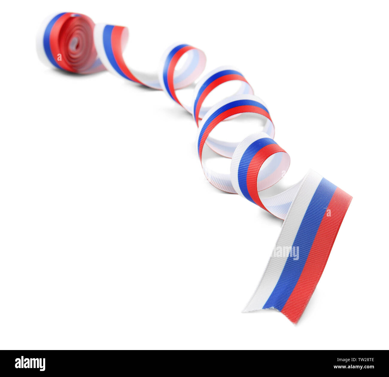Ribbon in colors of Russian flag on white background Stock Photo - Alamy