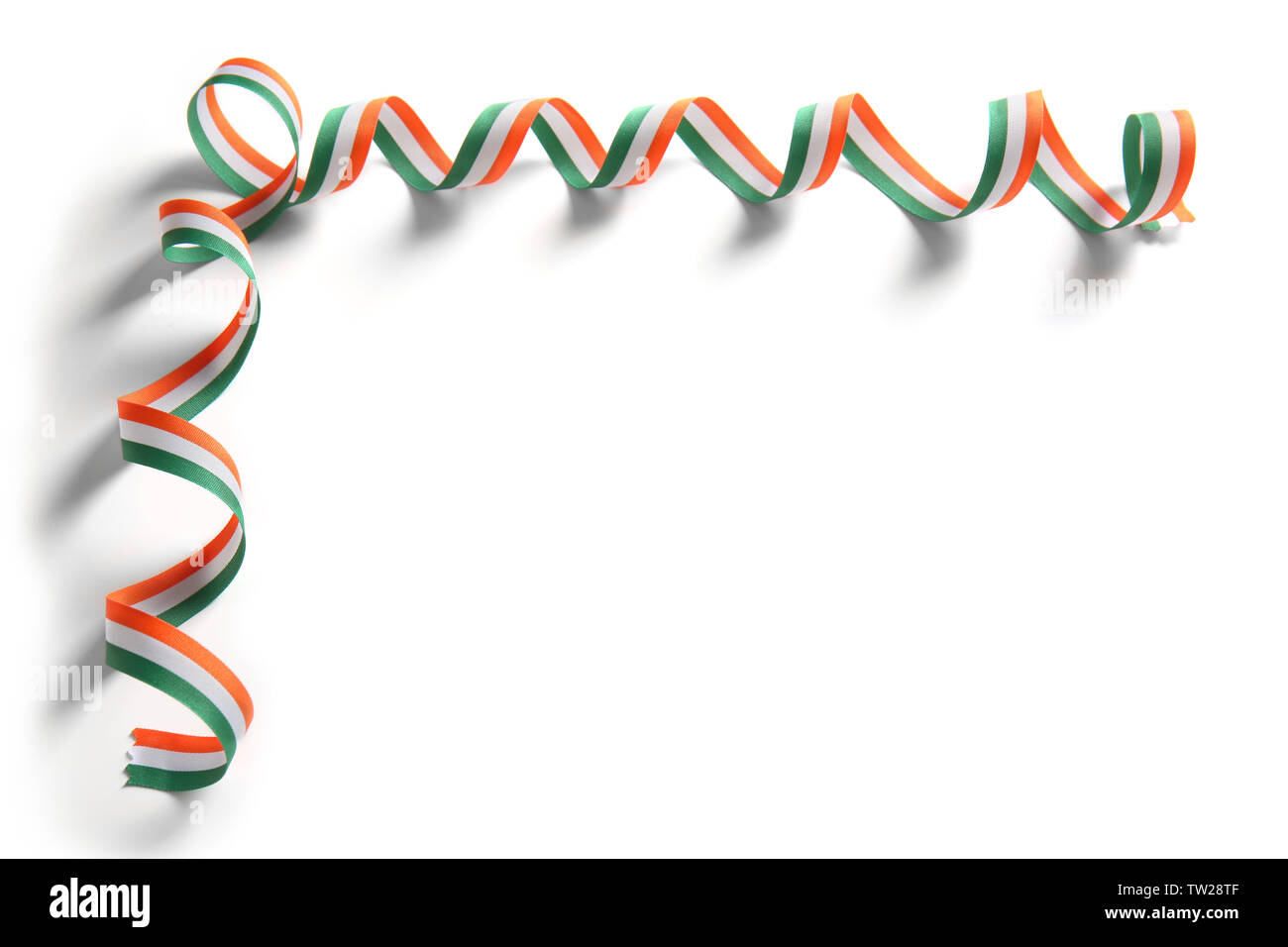 Ribbon in colors of Irish flag on white background Stock Photo - Alamy