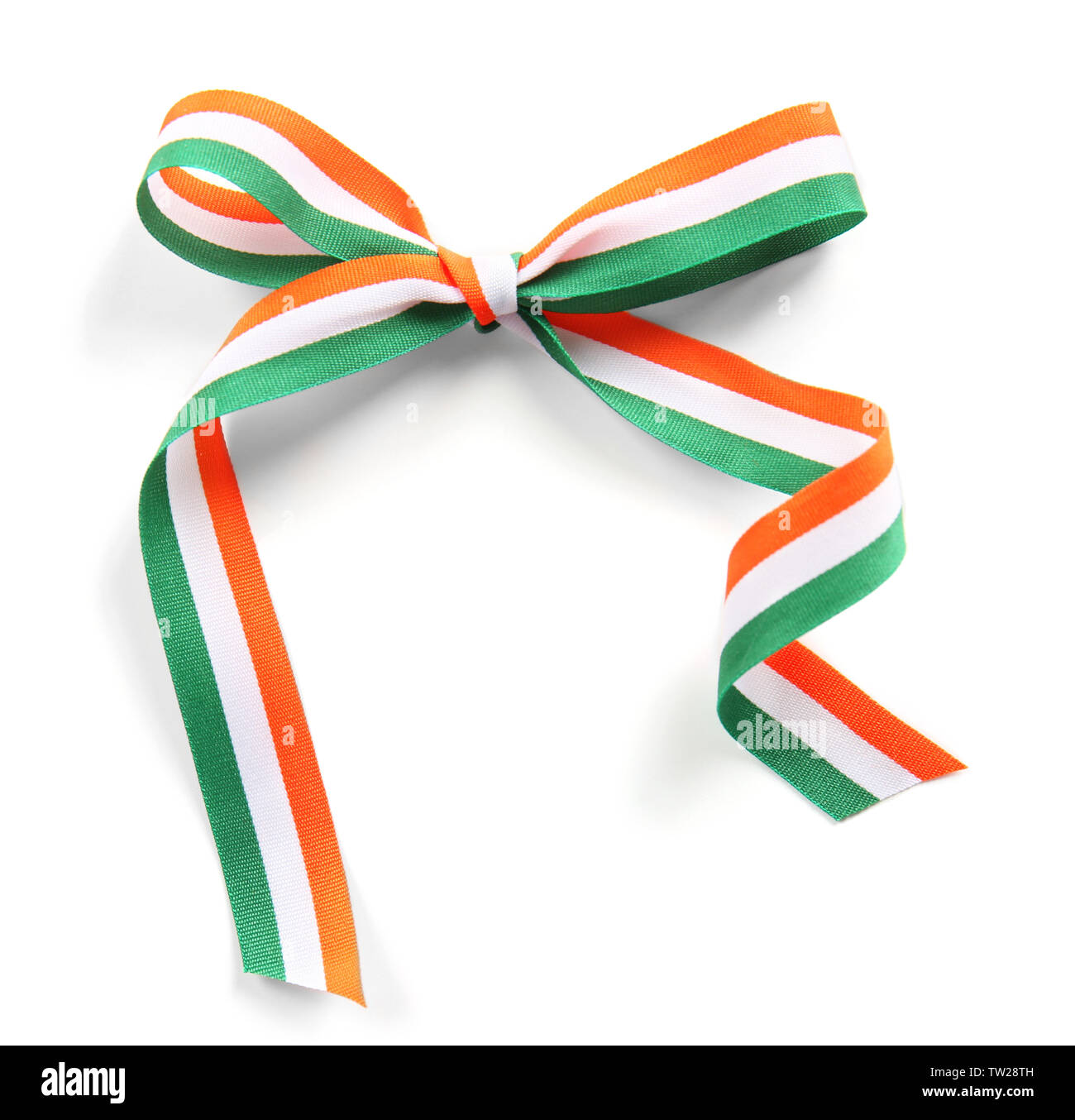 Ribbon bow in colors of Irish flag on white background Stock Photo - Alamy