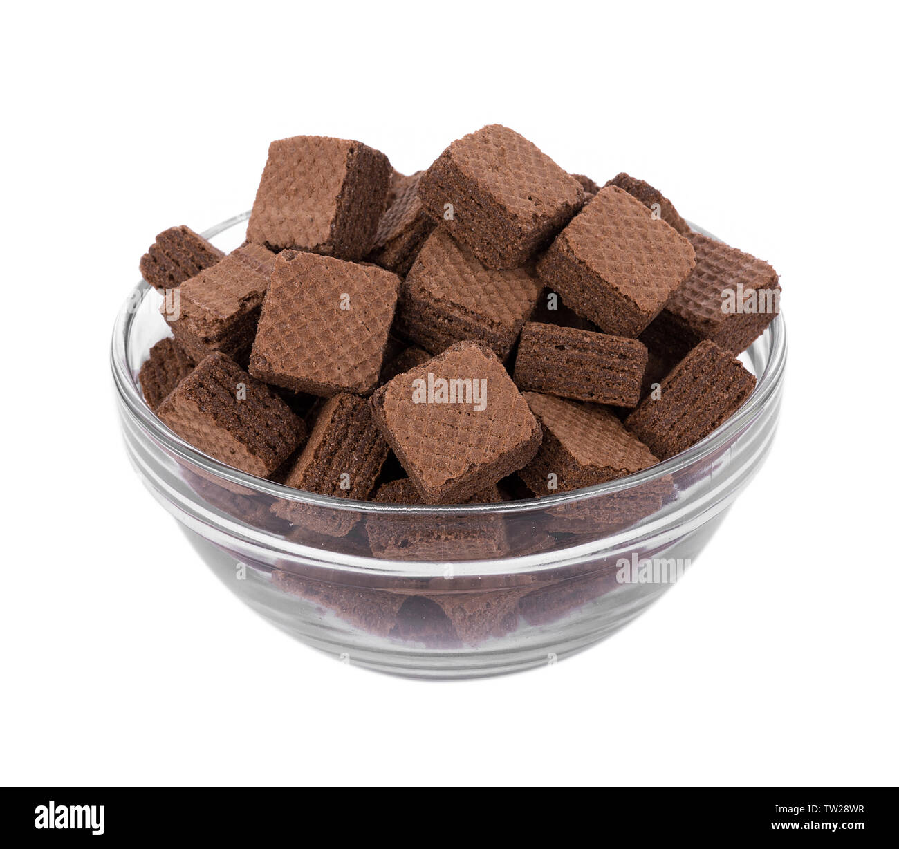 Wafers cubes with chocolate in bowl isolated on white background Stock ...