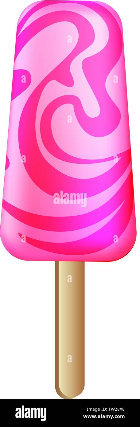 Curly pink popsicle icon. Cartoon of curly pink popsicle vector icon ...