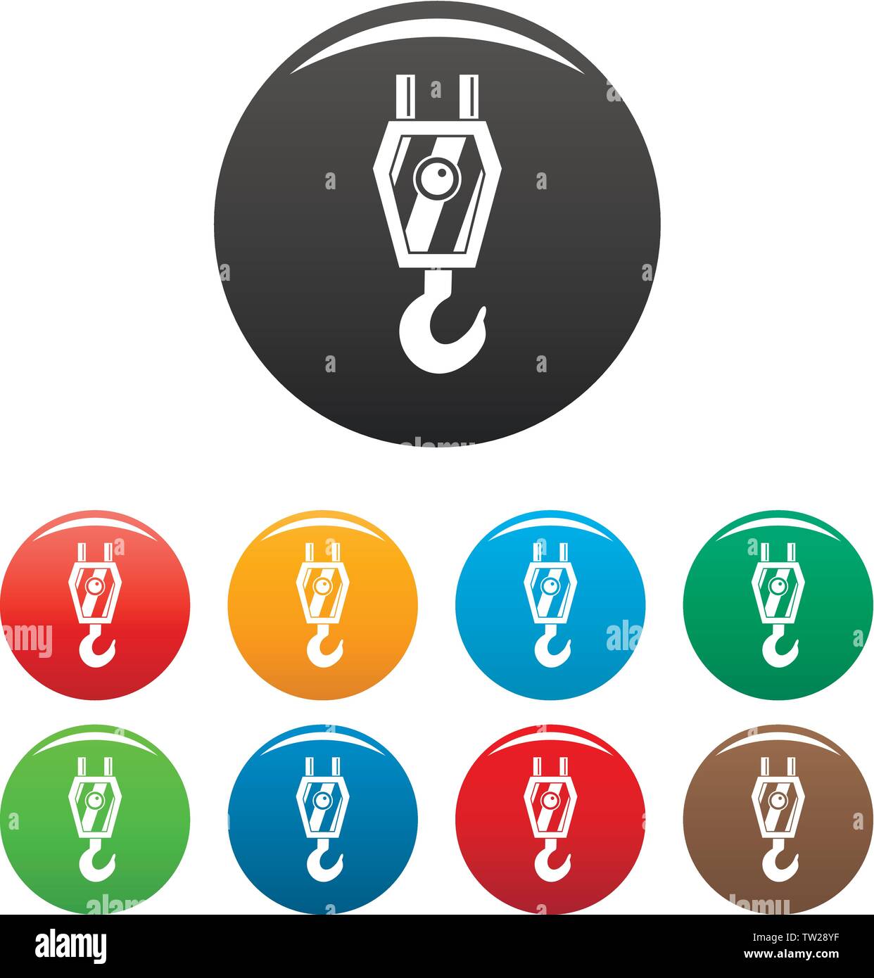 Crane hook icons set 9 color vector isolated on white for any design ...