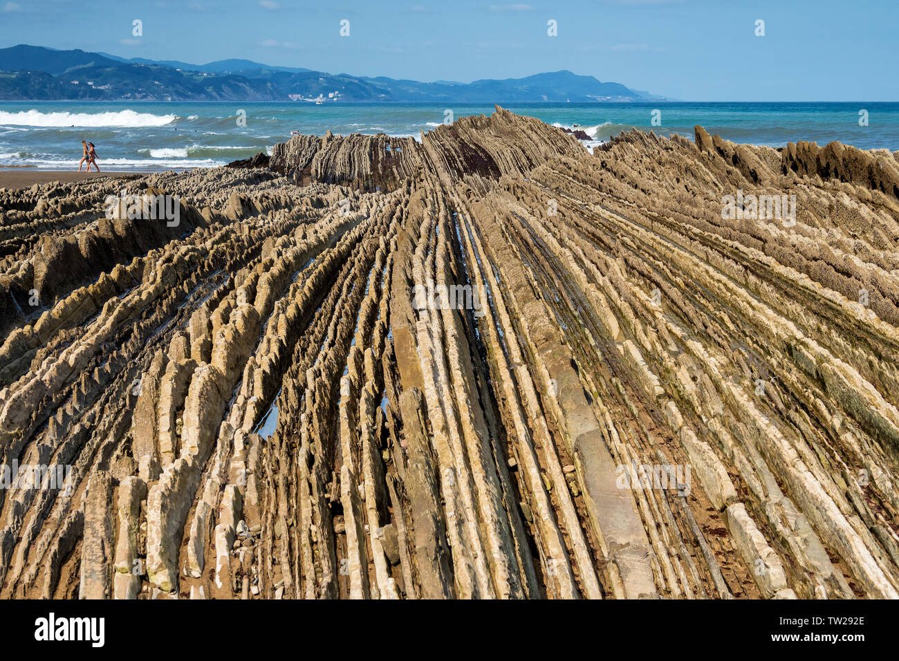 The Itzurum Flysch in Zumaia - Basque Country. Flysch is a sequence of ...