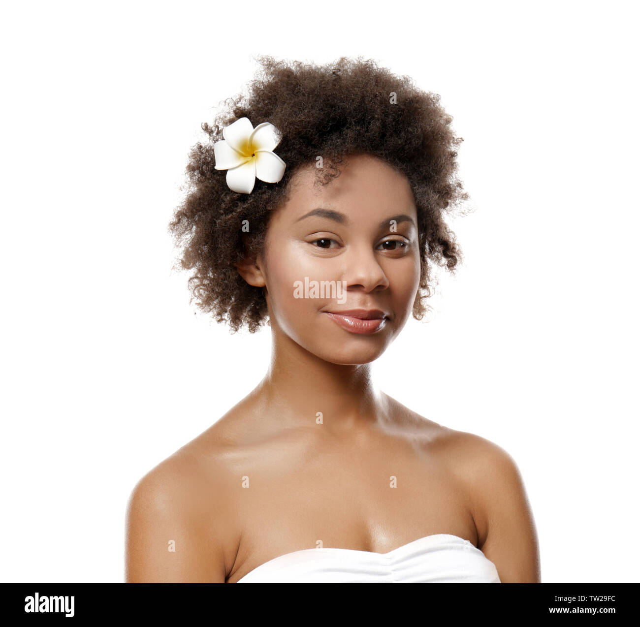 Beautiful African girl on white background Stock Photo - Alamy