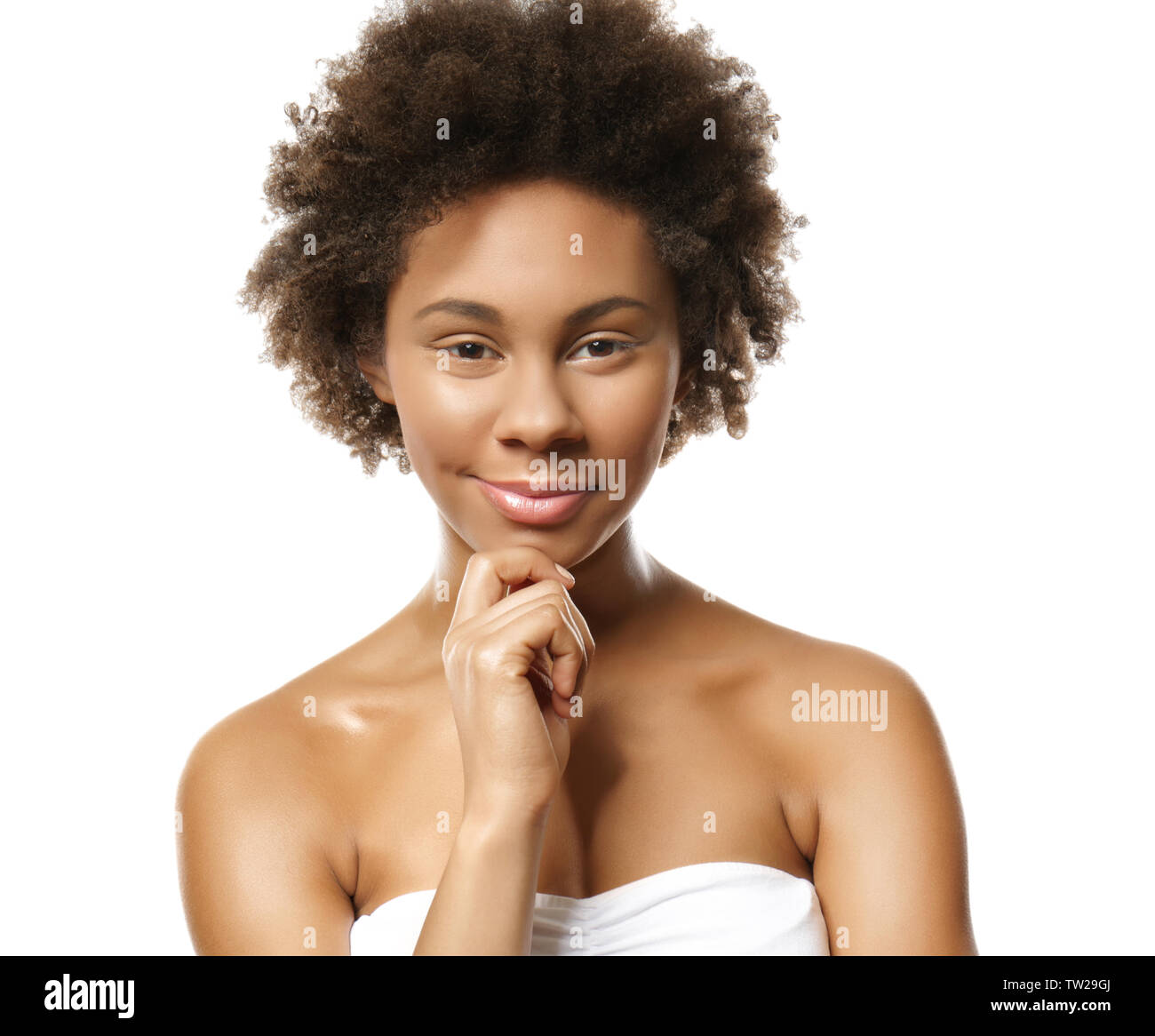 Beautiful African girl on white background Stock Photo - Alamy