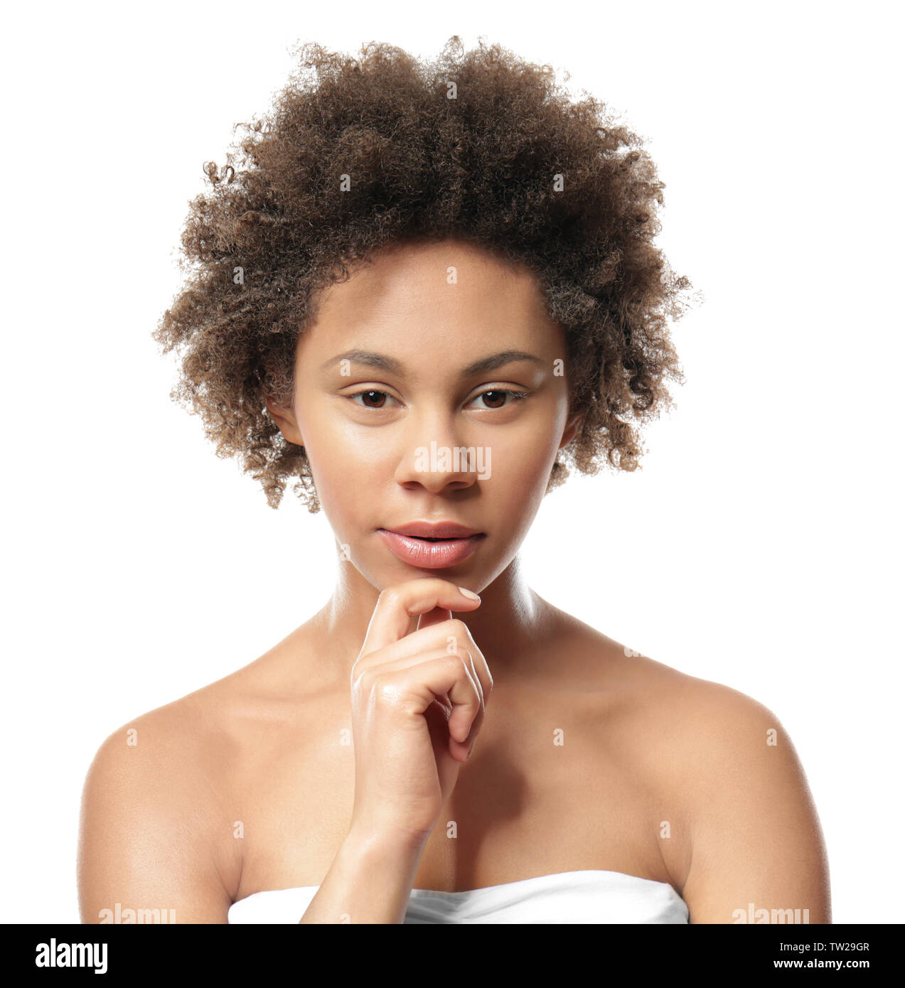 Beautiful African girl on white background Stock Photo - Alamy