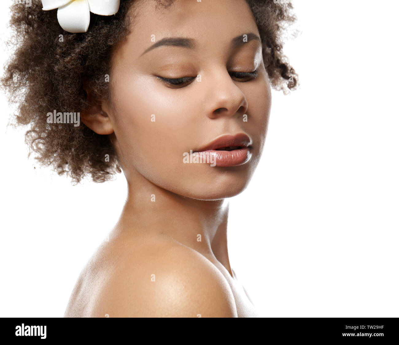 Beautiful African girl on white background Stock Photo - Alamy