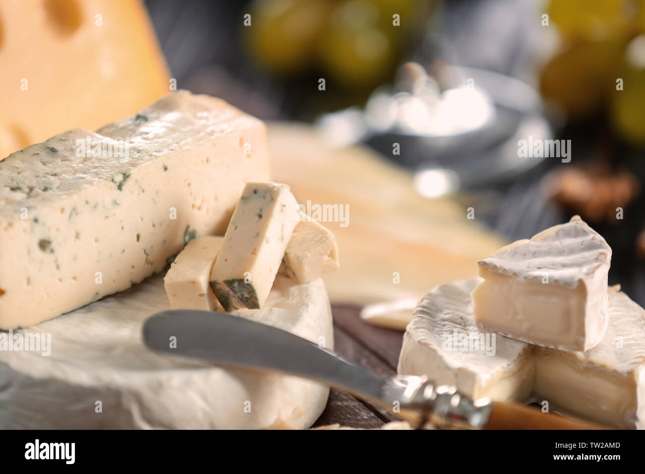 Different types of cheese, closeup Stock Photo - Alamy