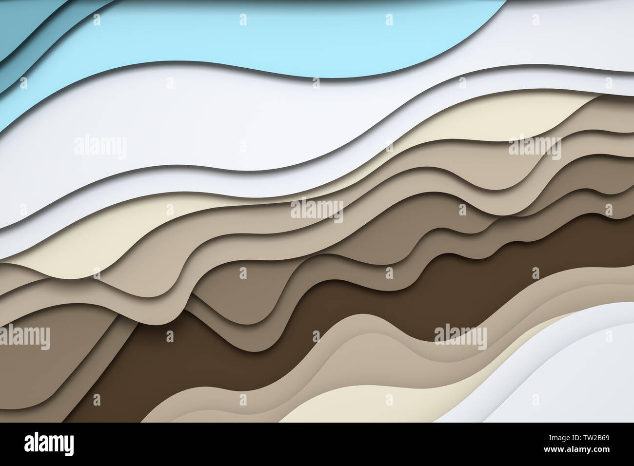 Three-dimensional rendering, curved cardboard light color background ...