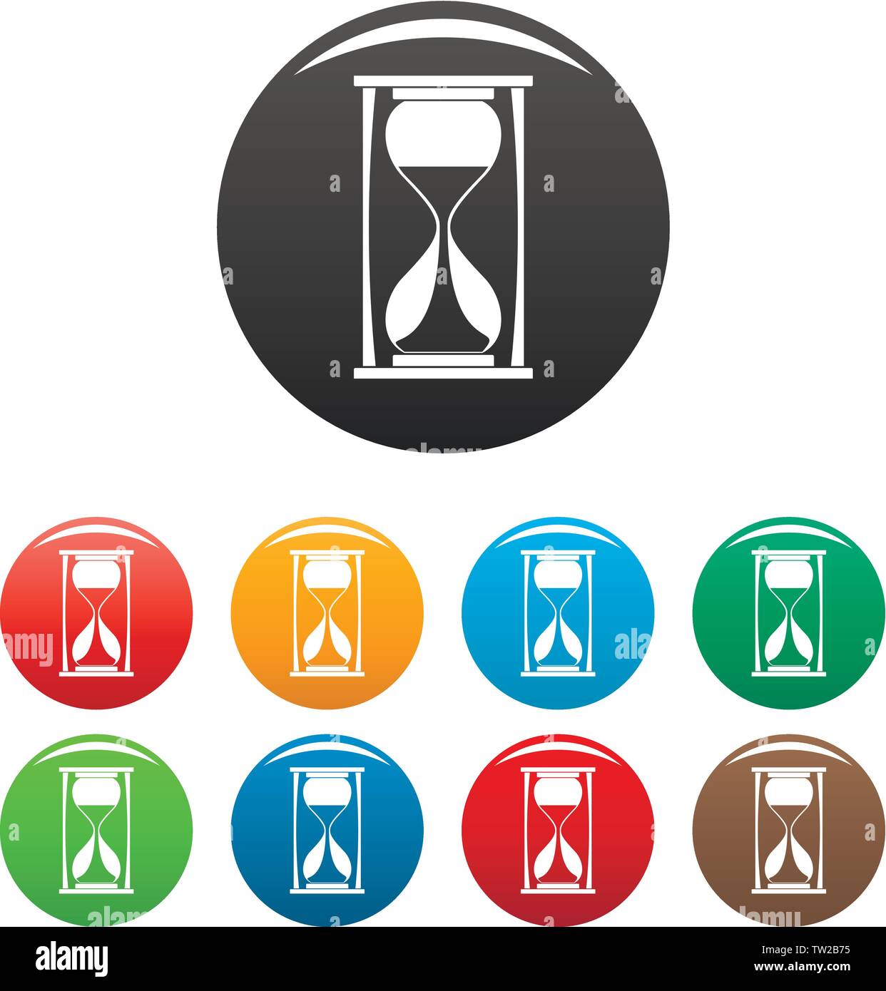 Sand clock icons set 9 color vector isolated on white for any design ...