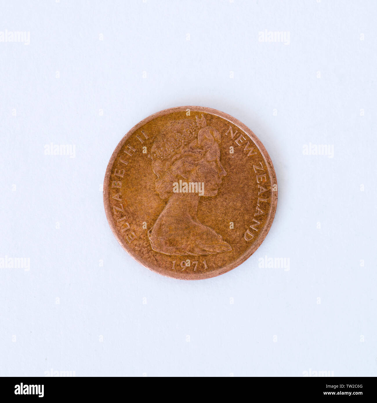 New Zealand 1 Cent - Elizabeth II Coin - 1971 Stock Photo - Alamy