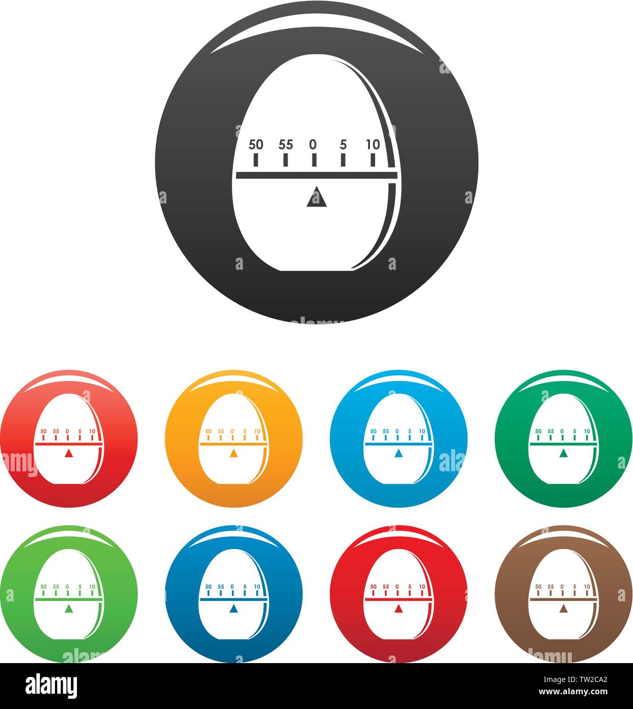 Modern stopwatch icons set 9 color vector isolated on white for any ...