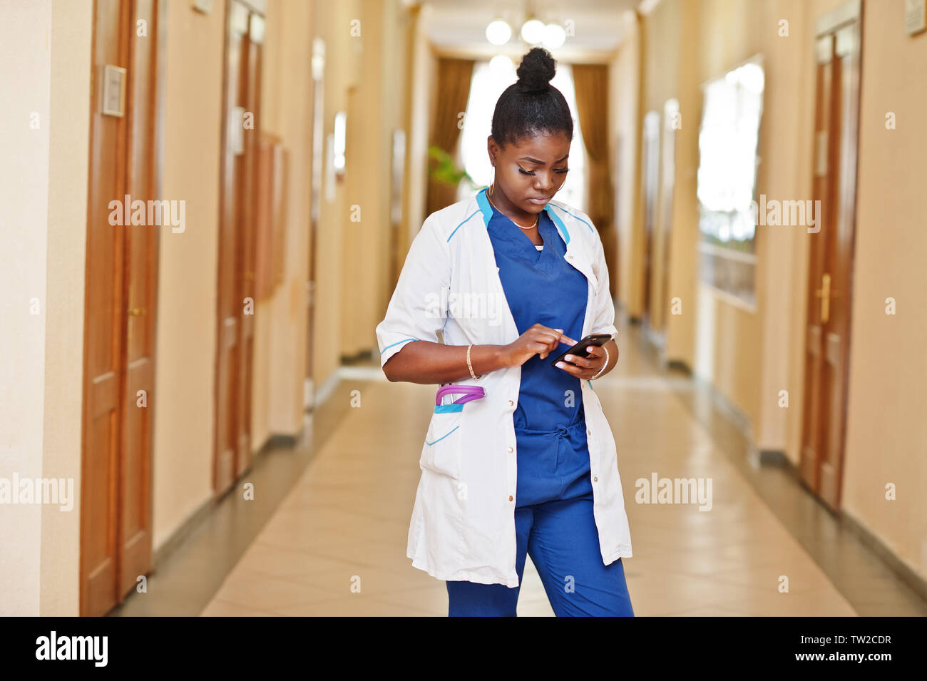 Professional african female doctor at the hospital. Medical healthcare ...