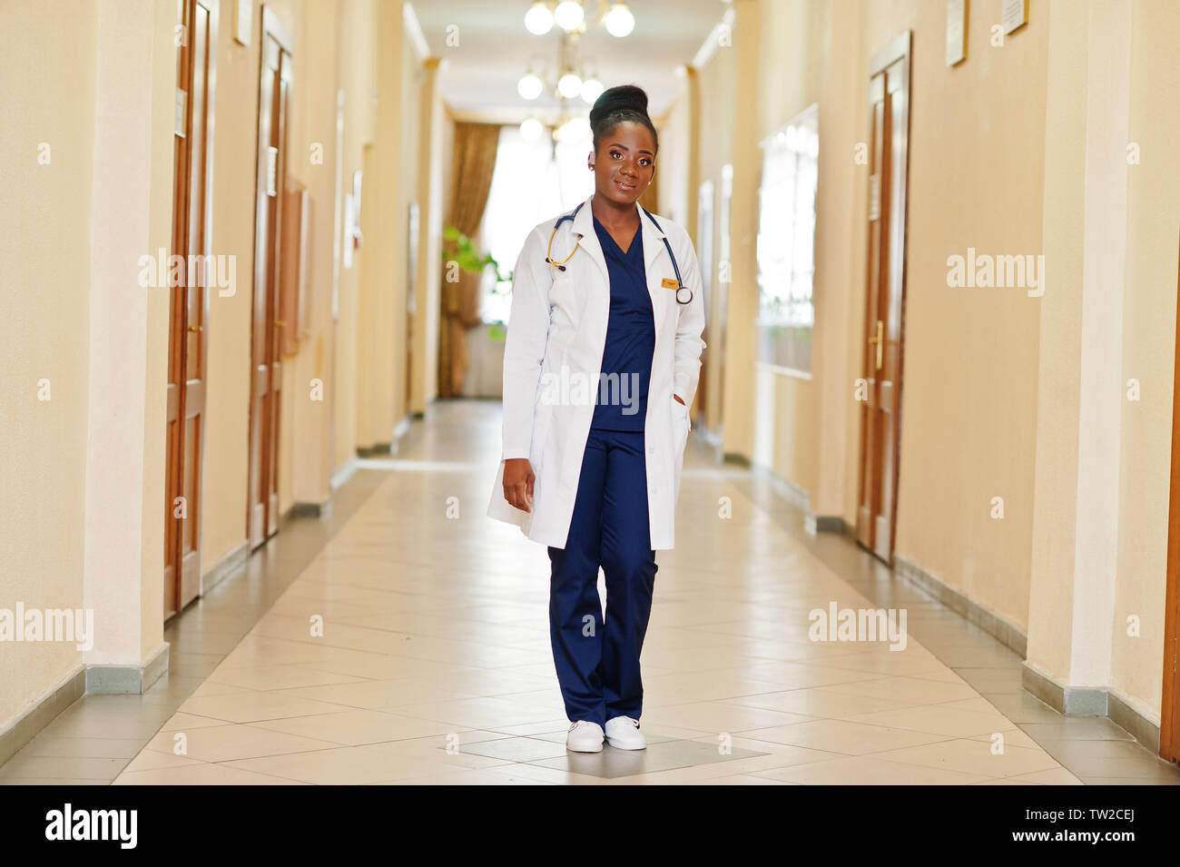 Professional african female doctor at the hospital. Medical healthcare ...