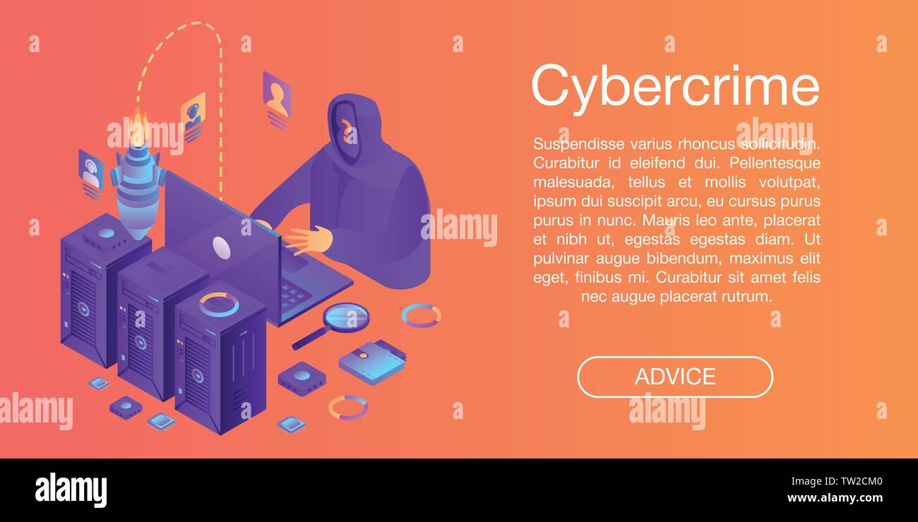 Cybercrime concept banner, isometric style Stock Vector Image & Art - Alamy