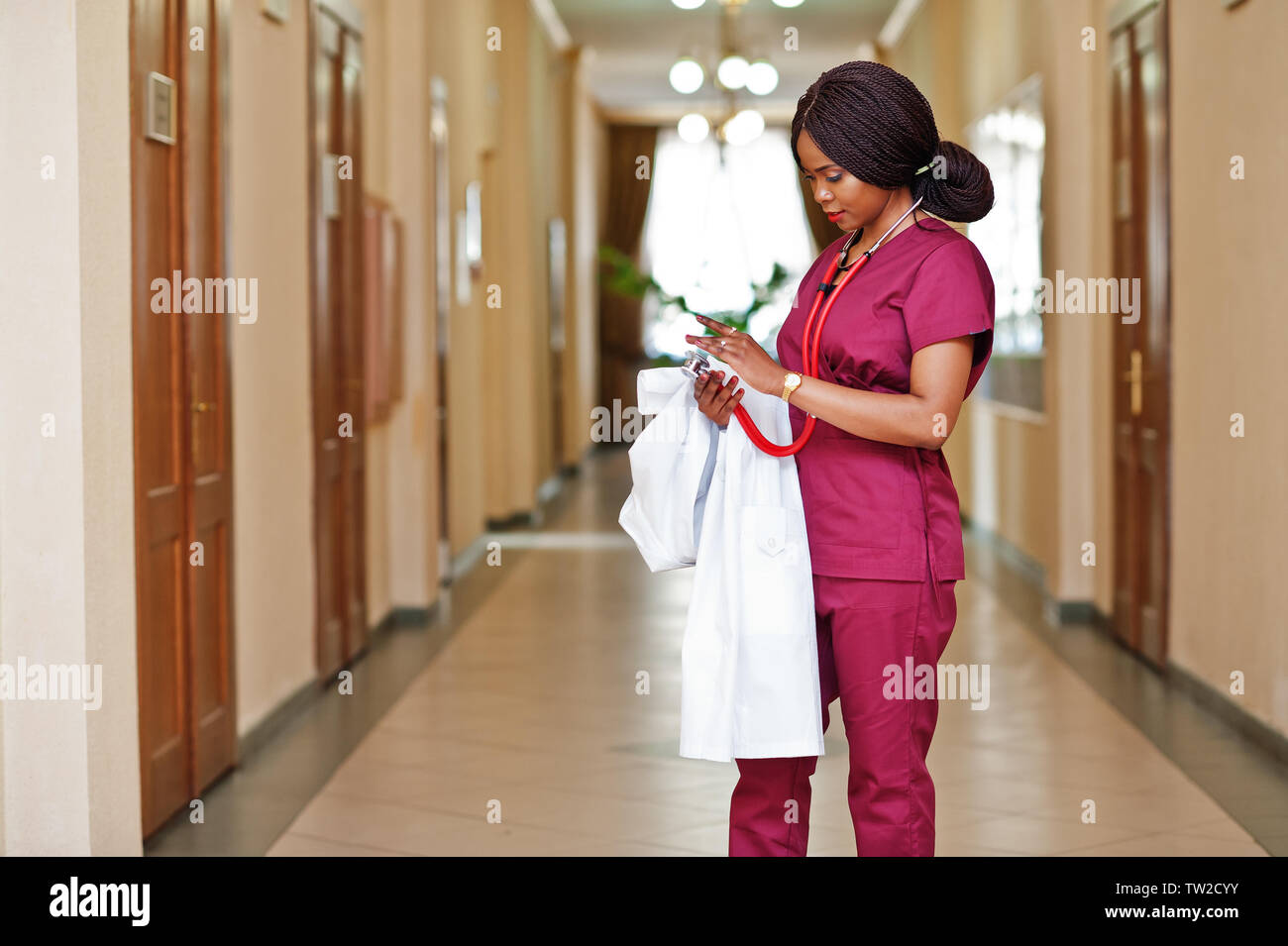 Professional african female doctor at the hospital. Medical healthcare ...