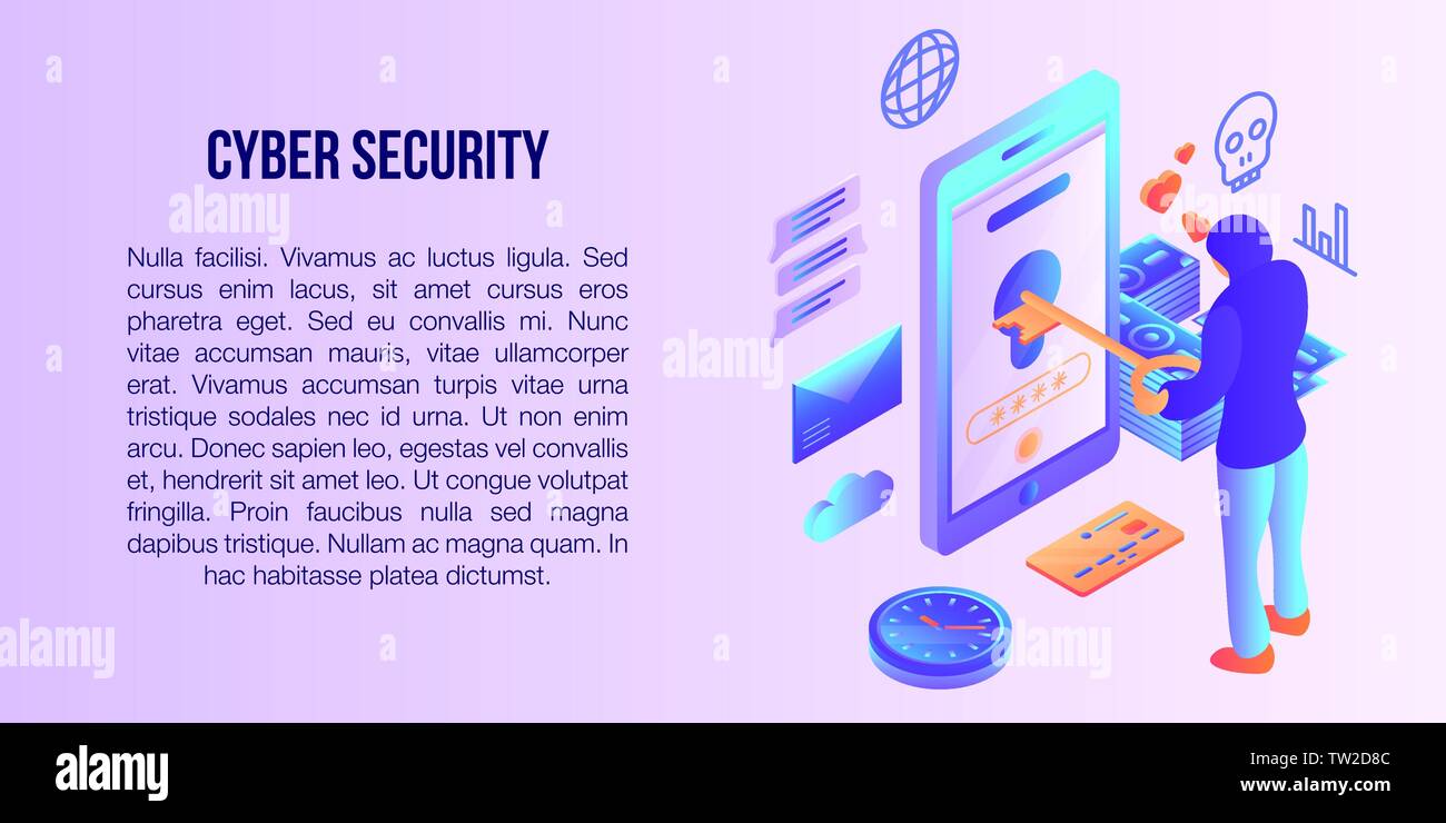 Cyber security concept banner, isometric style Stock Vector Image & Art ...
