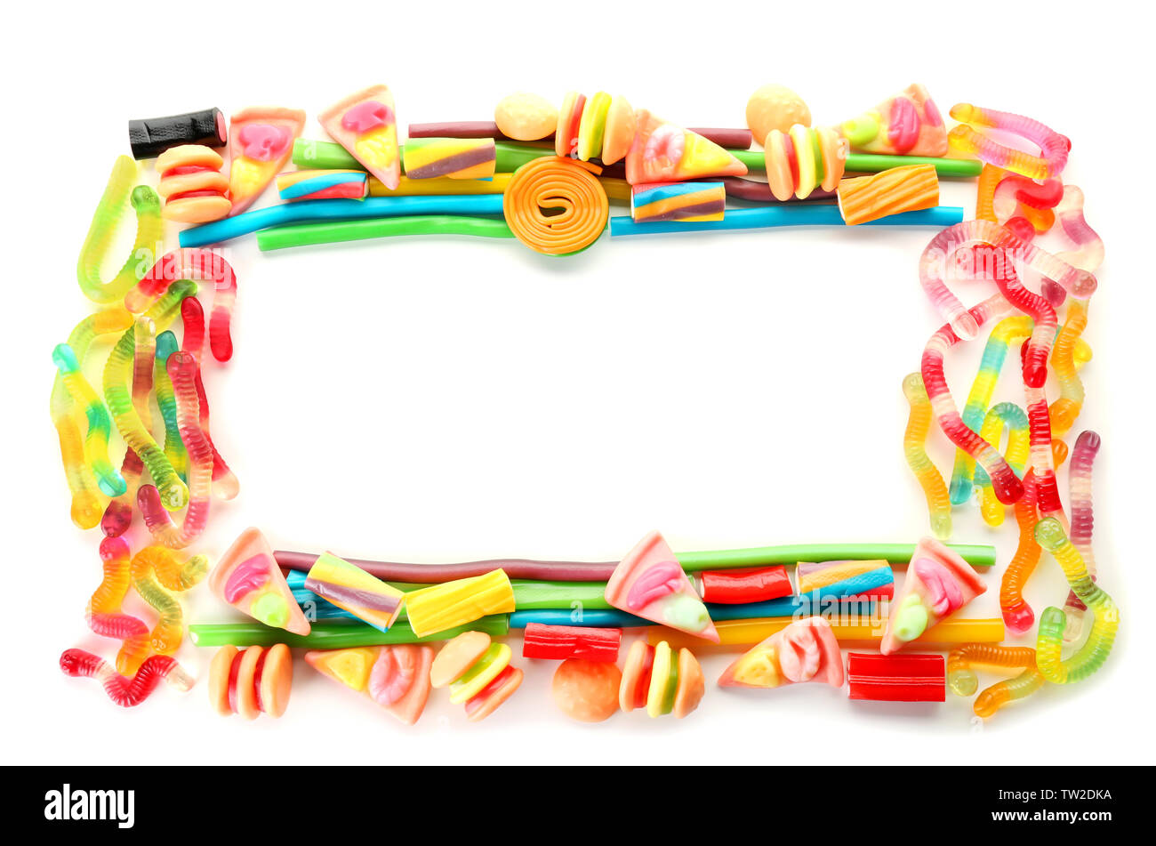 Frame made of colorful jelly candies on white background Stock Photo ...