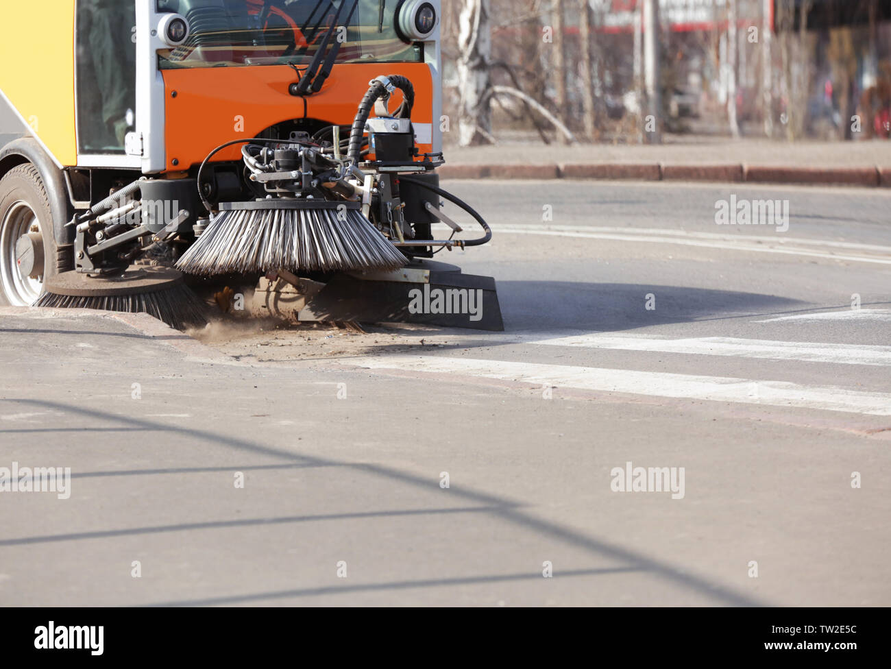 Municipal car for cleaning roads and sidewalks outdoors Stock Photo - Alamy
