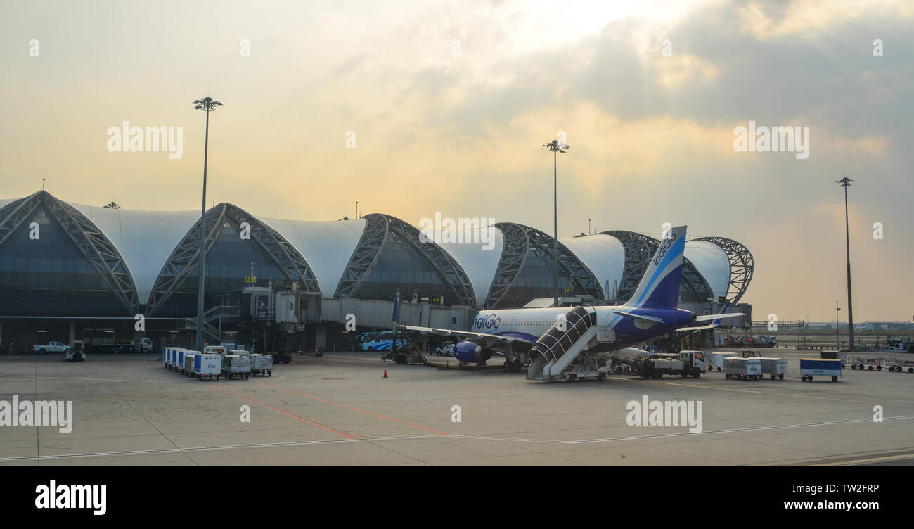 Bangkok, Thailand - Dec 25, 2018. View of Bangkok Suvarnabhumi Airport ...