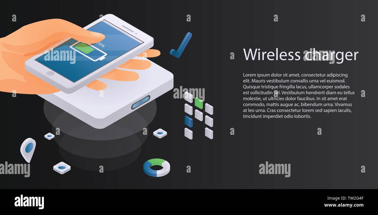 Wireless charger concept banner, isometric style Stock Vector Image ...