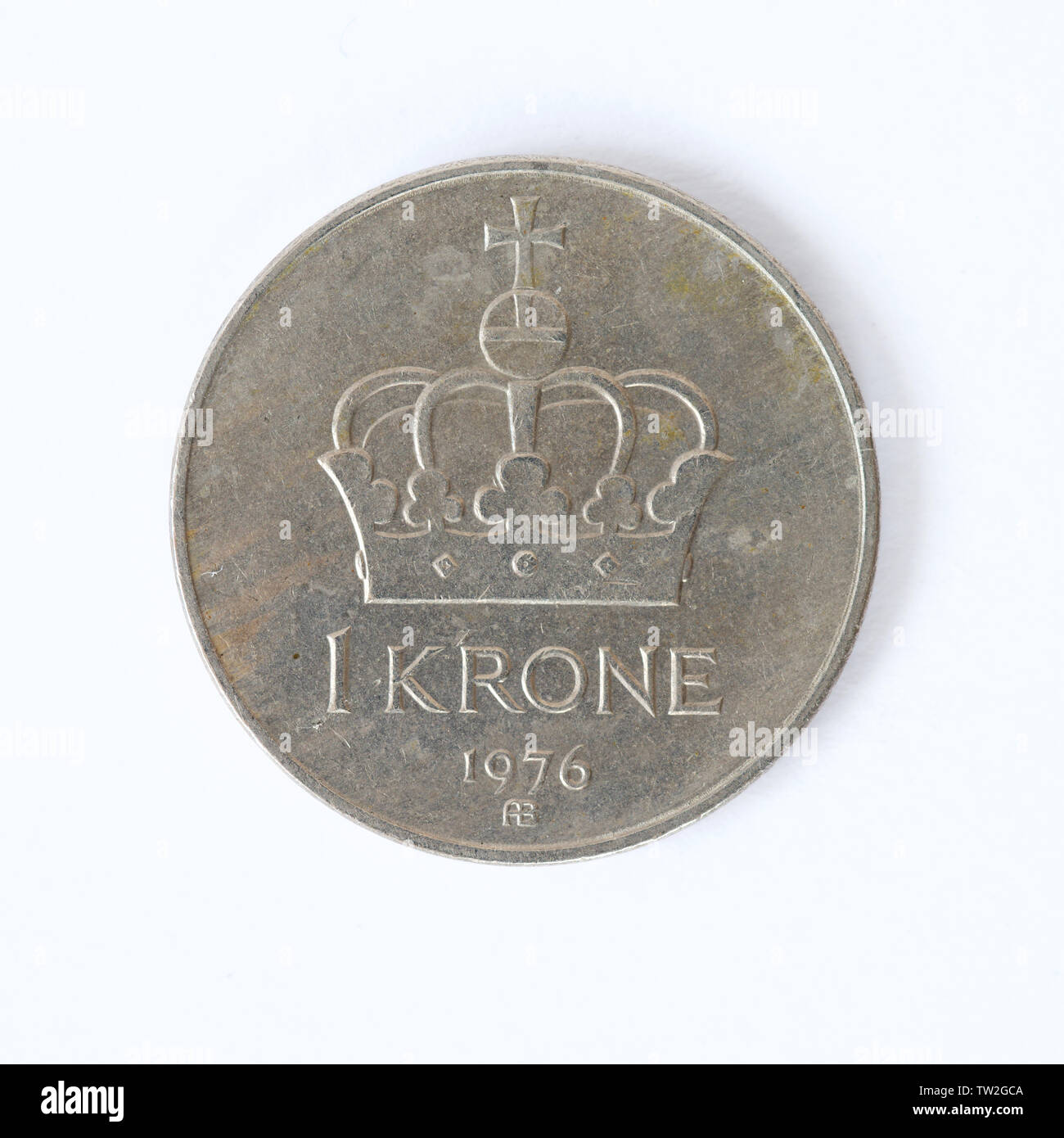 Norway 1 Krone - Olav V Coin - 1976 Stock Photo - Alamy
