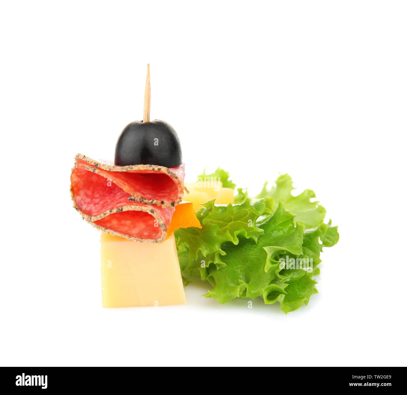 Delicious fresh canape on white background Stock Photo - Alamy
