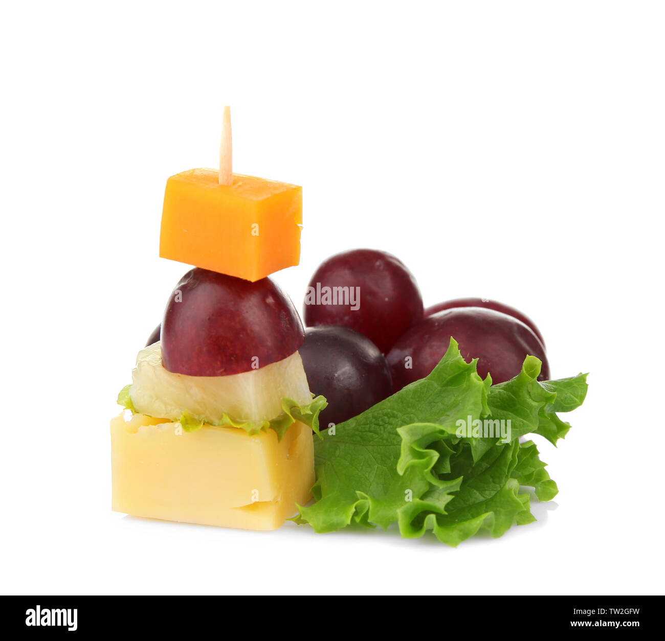 Delicious fresh canape on white background Stock Photo - Alamy