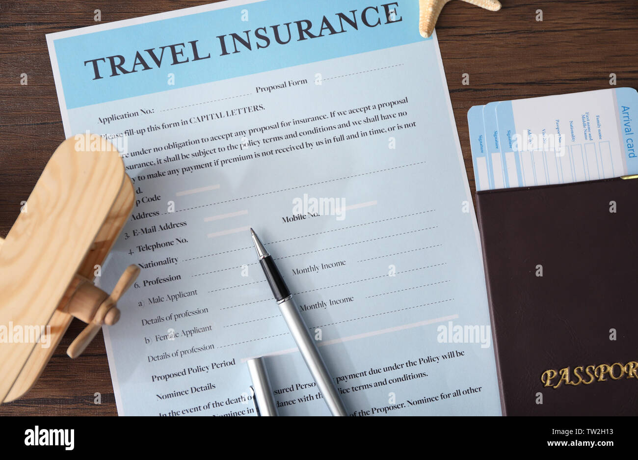 Blank travel insurance form hi-res stock photography and images - Alamy