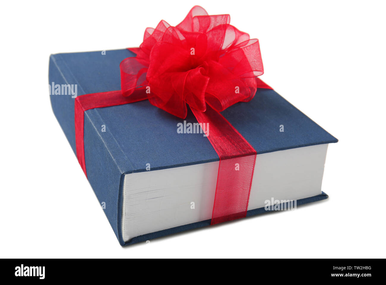 Book with ribbon as gift on white background Stock Photo - Alamy