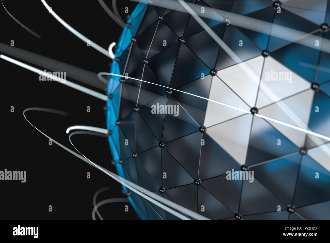 Three-dimensional rendering, sphere lines and nodes Stock Photo - Alamy