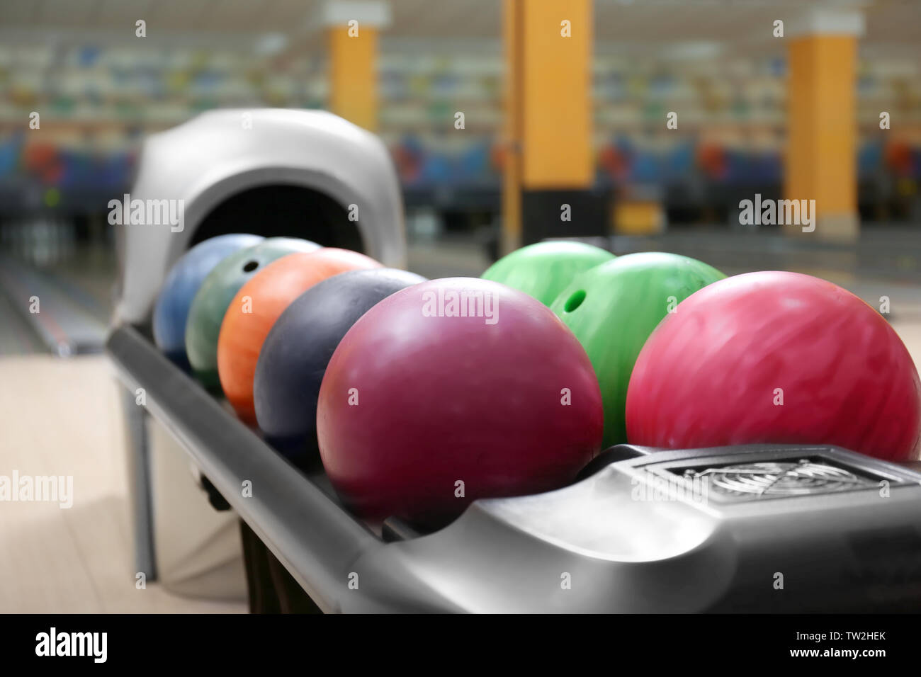 Bowling balls in rack hi-res stock photography and images - Alamy