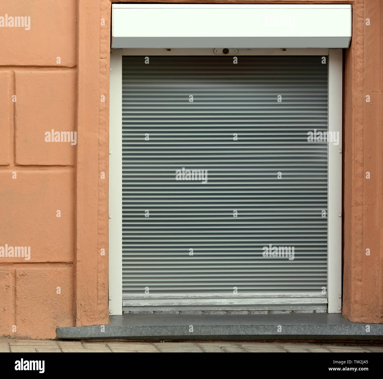 Plastic window with jalousie Stock Photo - Alamy