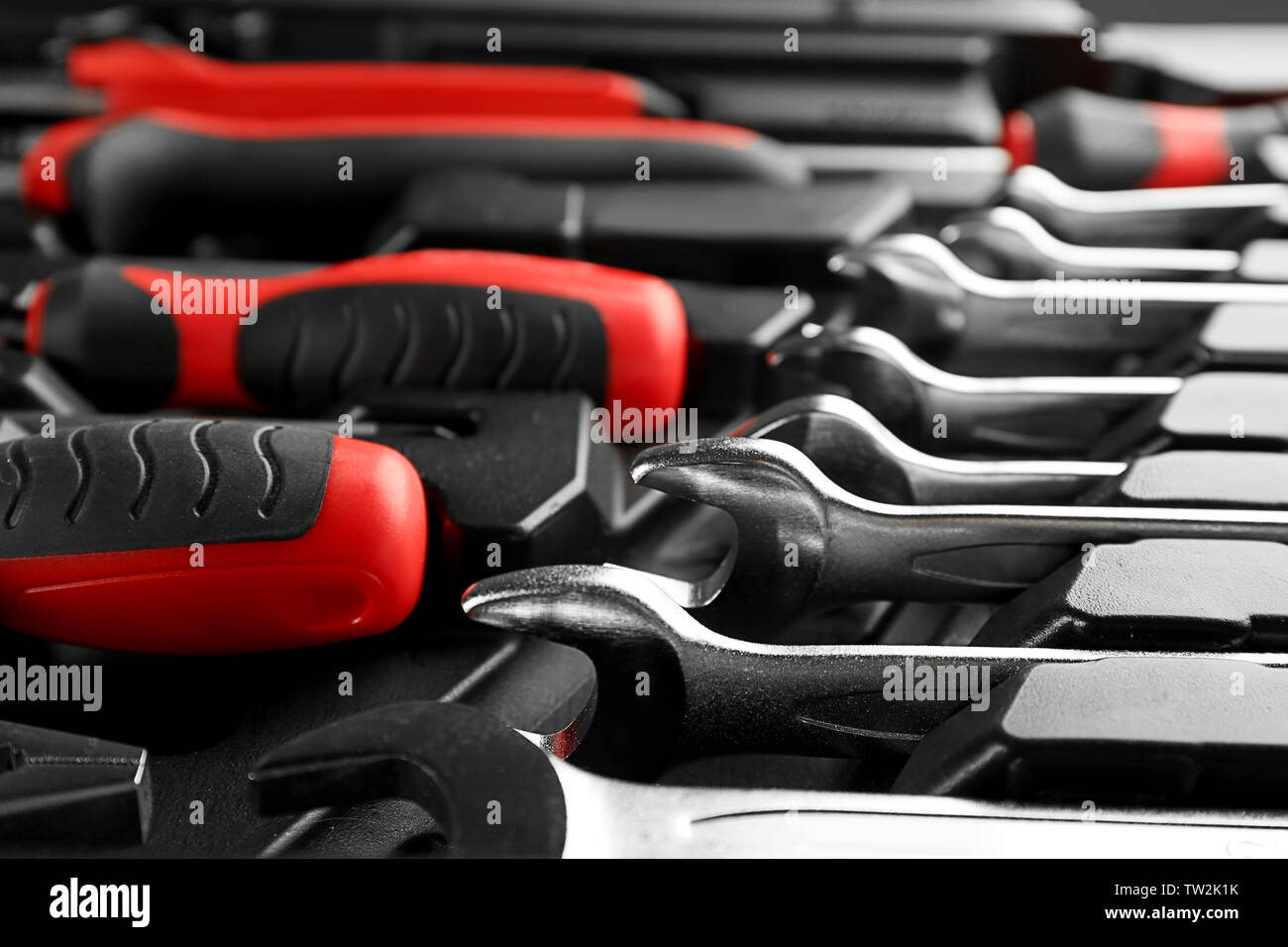 Box with set of tools for car repair, closeup Stock Photo - Alamy