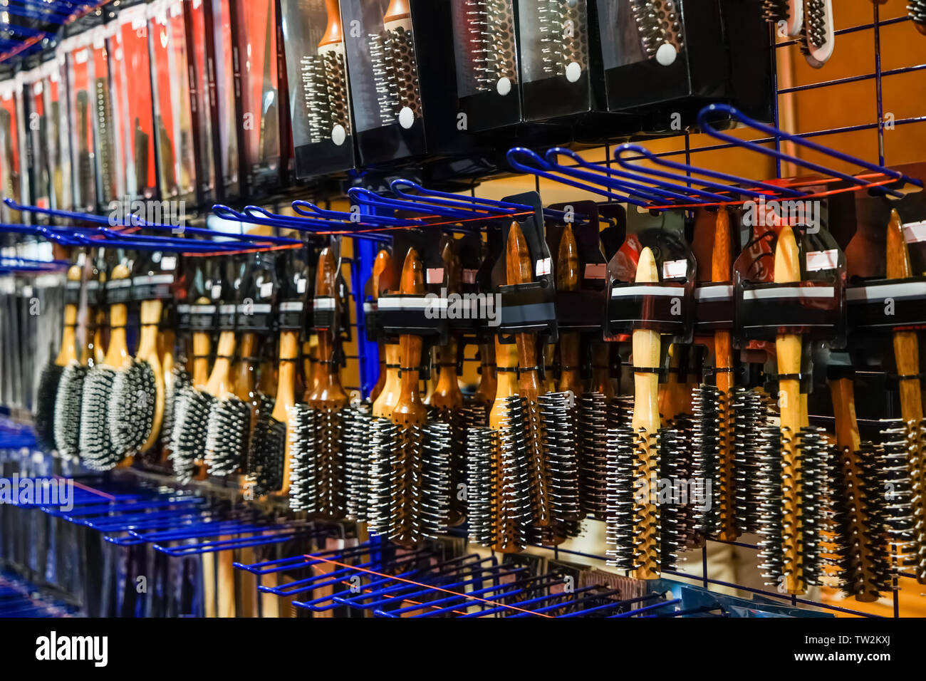 Different combs in modern shop Stock Photo - Alamy