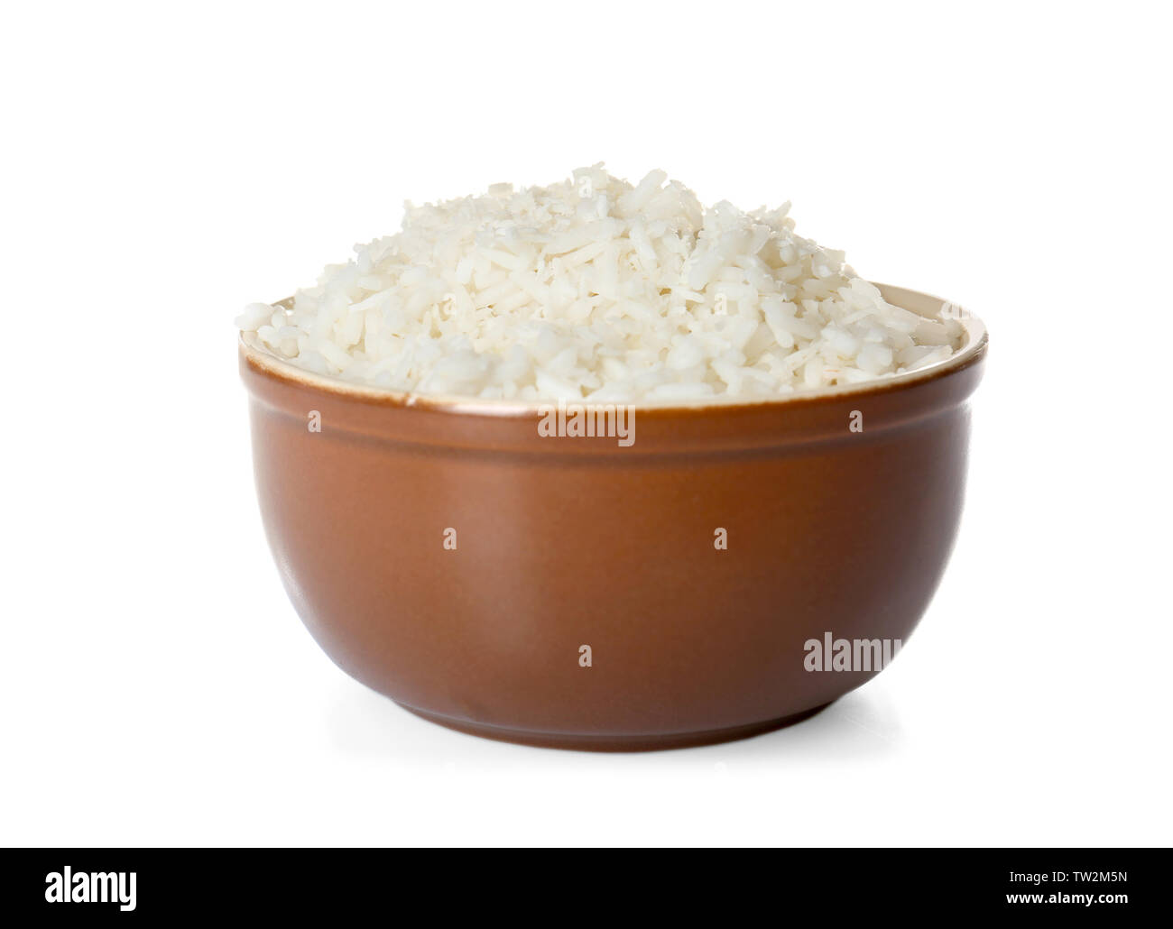 Ceramic bowl with coconut rice on white background Stock Photo - Alamy