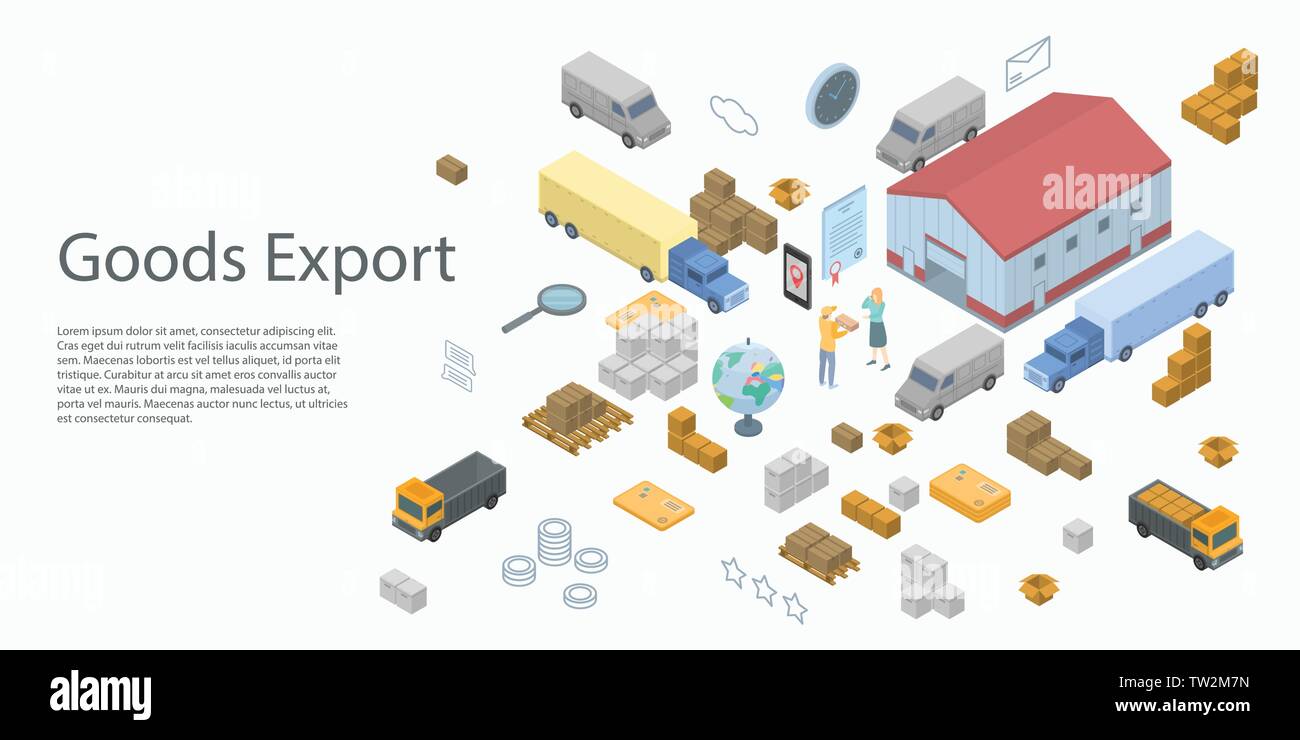 Goods export concept banner, isometric style Stock Vector Image & Art ...