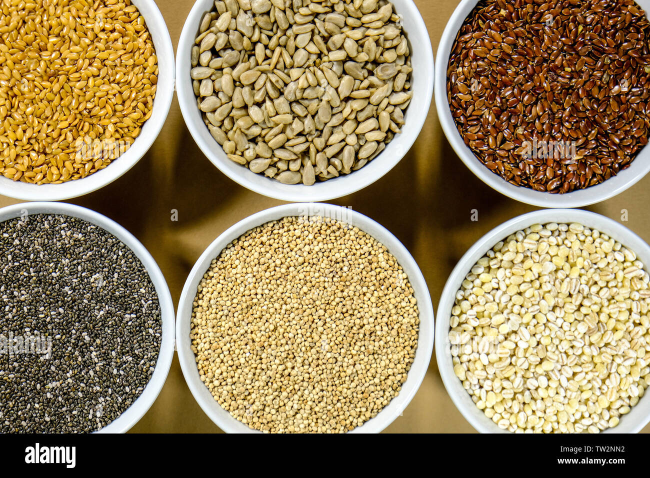 Bowl of Mixed Healthy Dry Seeds and Grains Including Linseed Sunflower ...