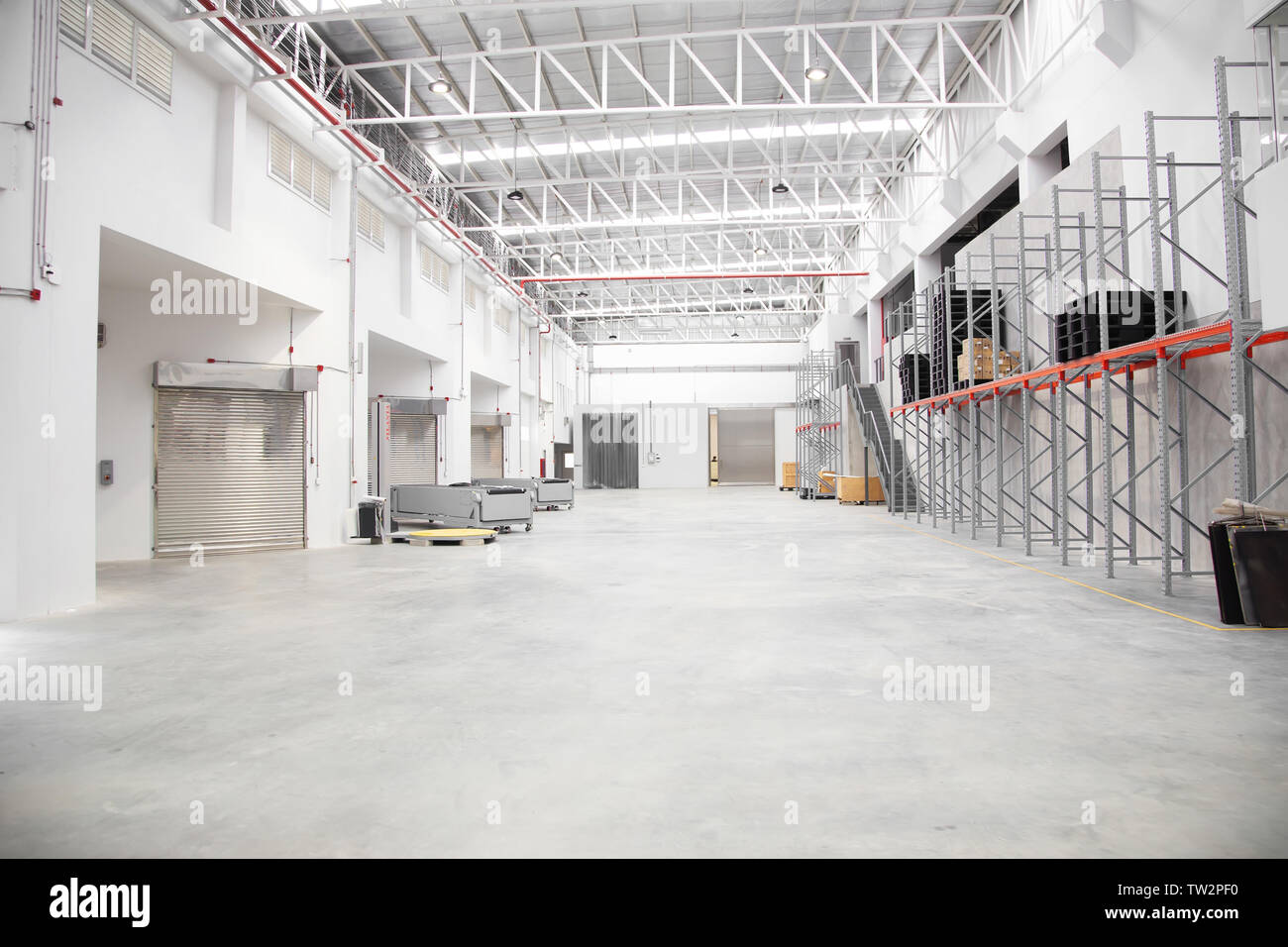 empty warehouse interior in logistic industry for background Stock ...