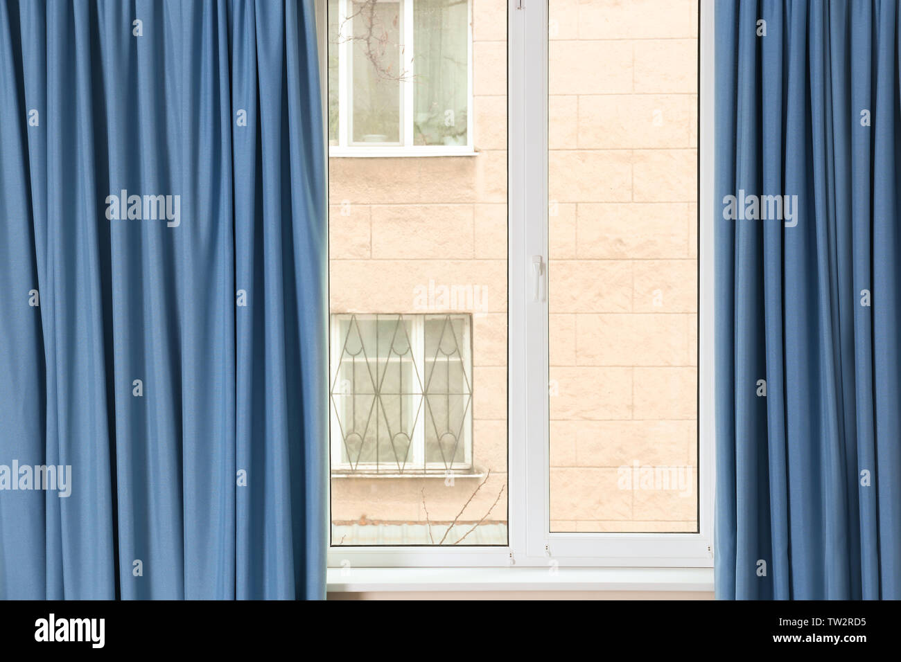 Room window with color curtains Stock Photo - Alamy